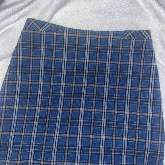 Skirts | Blue Plaid Miniskirt By Tangents Good Condition | Poshmark